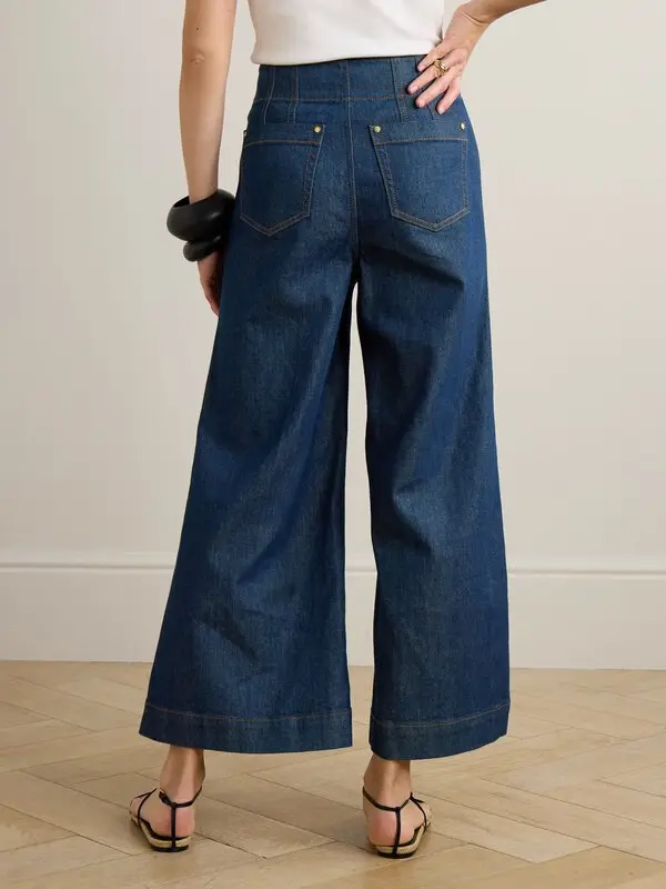 Zimmermann Braided-trimmed Wide-leg Jeans - Dark Blue