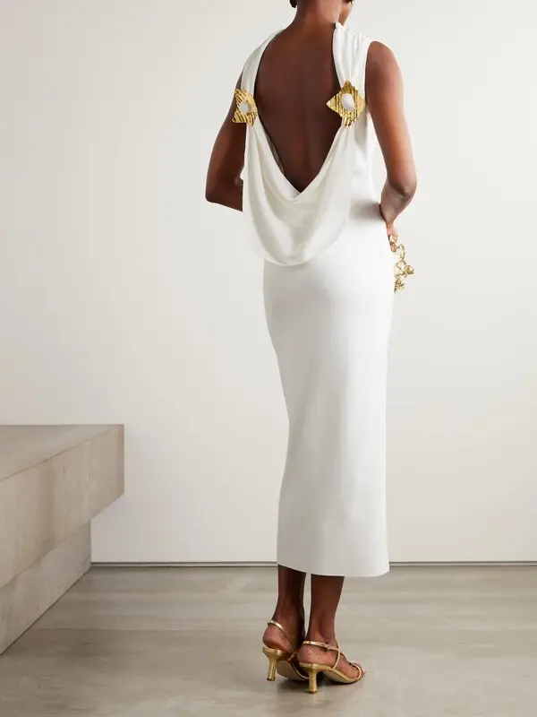 Cult Gaia Sleeveless High-neck Midi Dress With Embellished Back - Off White