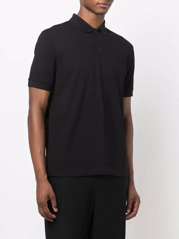 Giorgio Armani Logo Embroidered Short-sleeved Polo Shirt - Black