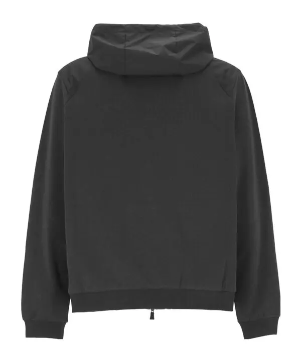 Herno Hooded Jacket With Zipper And Ribbed Trim - Black