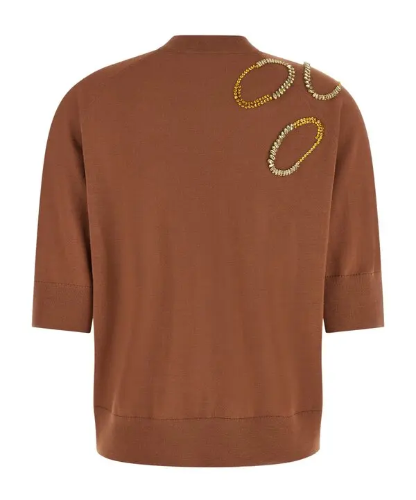 Dries Van Noten Embellished Crew Neck Sweater - Brown