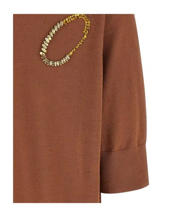 Dries Van Noten Embellished Crew Neck Sweater - Brown
