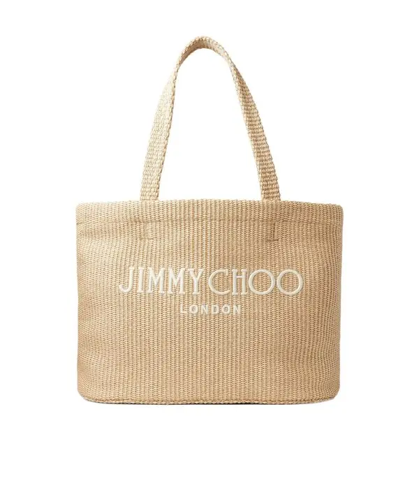 JIMMY CHOO Raffia Tote Bag - Nude