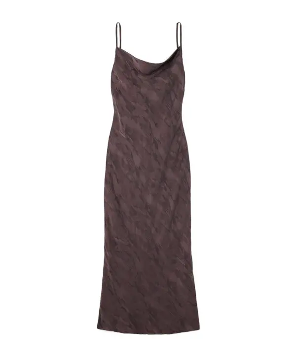 ST. AGNI Printed Satin Midi Dress - Black