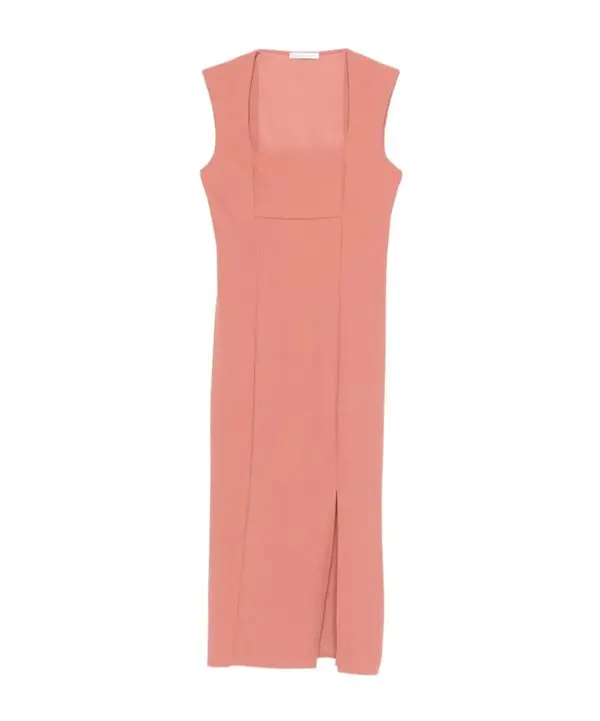 Patrizia Pepe Square-neck Midi Dress - Terracotta