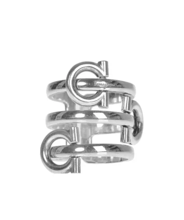 FERRAGAMO Logo Details Ring - Gray