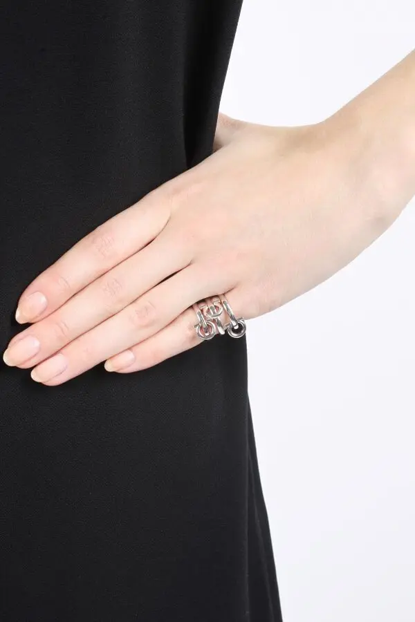 FERRAGAMO Silver Logo Detail Ring