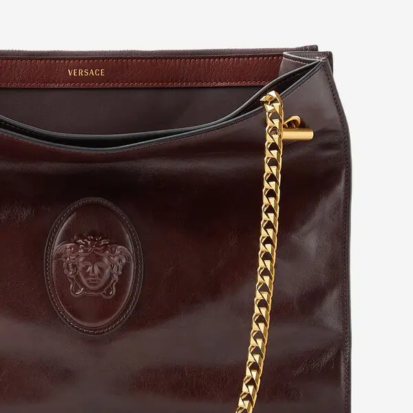 Versace Cabine Shoulder Bag With Chain Top Handle - Brown