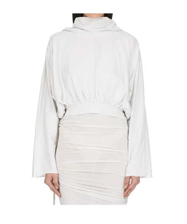 Rick Owens Cropped Hoodie With Long Sleeves - Milk Color