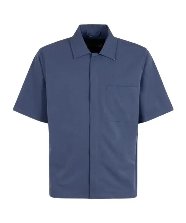 Herno Seer-crease Short Sleeved Shirt - Blue