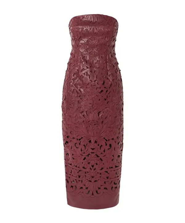 Cult Gaia Raylene Strapless Cutout Floral Midi Dress - Red