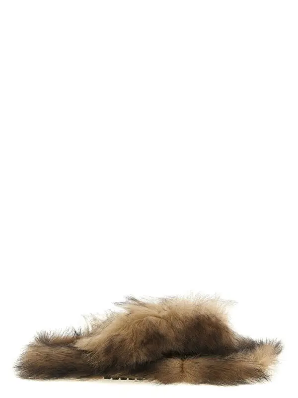 Dolce & Gabbana Shearling Flip-flops - Brown