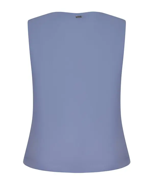 Herno V-neck Sleeveless Top With Curved Hem - Blue