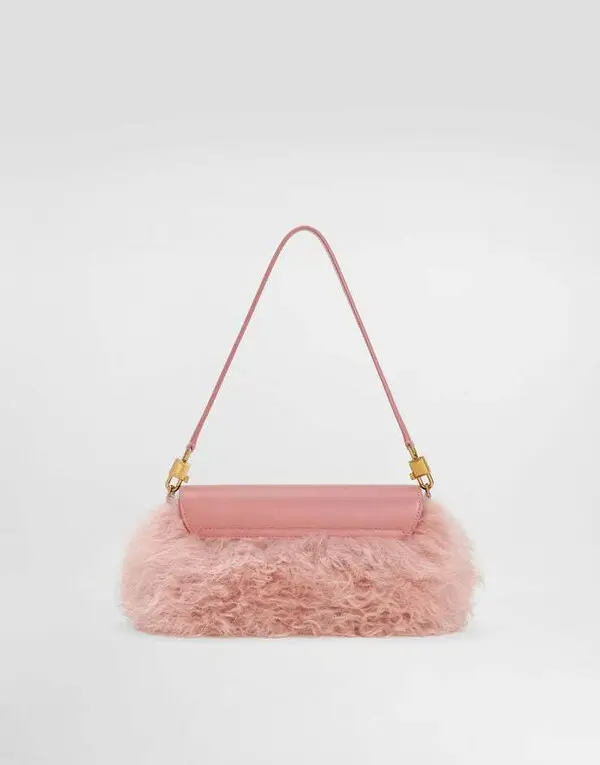 Dolce & Gabbana Shearling And Palmellato Calfskin Shoulder Bag - Pink