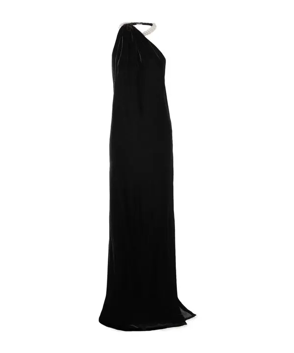 Stella McCartney One-shoulder Embellished Velvet Gown