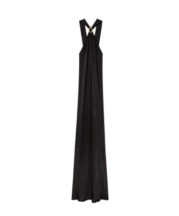 FORTE_FORTE Ring Halterneck Maxi Dress - Black