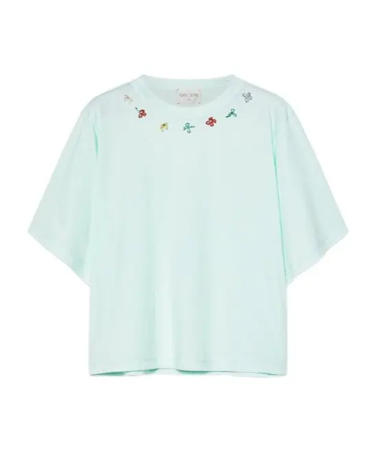 FORTE_FORTE Floral-detail T-shirt - Plume
