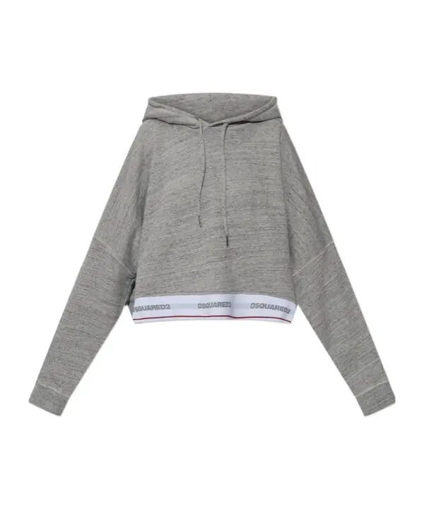 Dsquared2 Logo Trim Cropped Hoodie - Gray