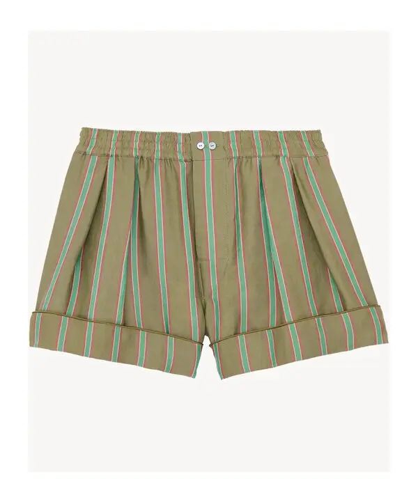 Saint Laurent Pajama Shorts With Elastic Waistband - Persimmon/green/red