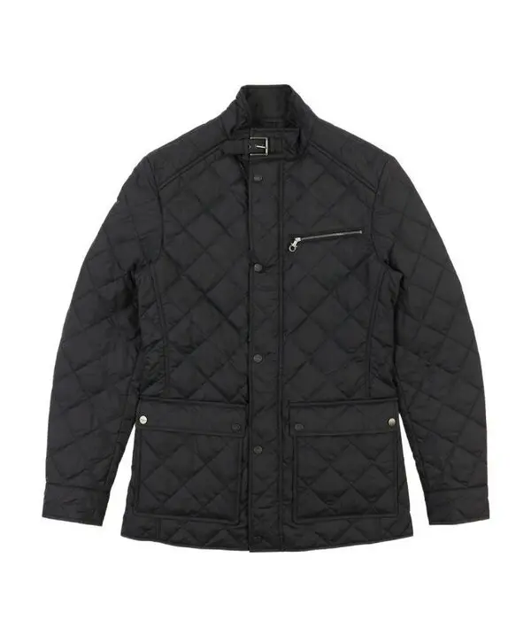 FERRAGAMO Quilted Cotton Stand Collar Jacket - Black
