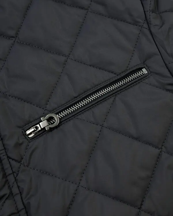 FERRAGAMO Quilted Cotton Stand Collar Jacket - Black
