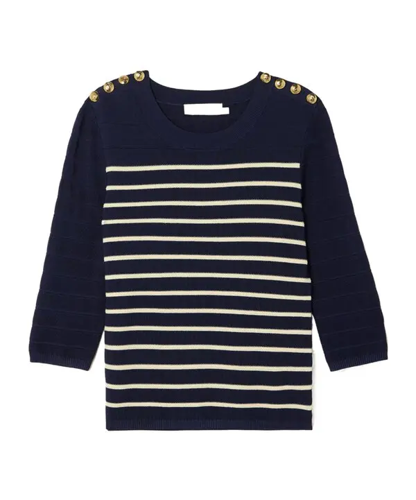 Zimmermann Luna Striped Button-detailed Sweater - Black