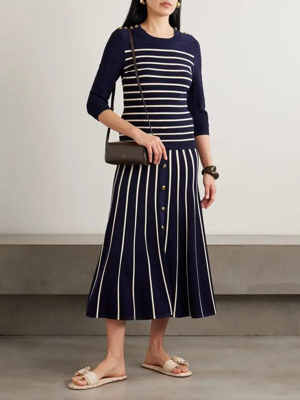 Zimmermann Luna Striped Button-detailed Sweater - Black