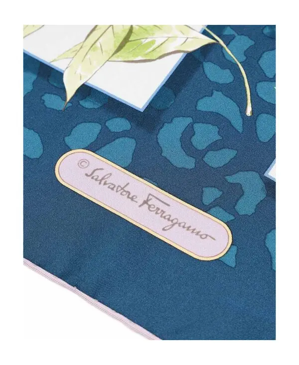 FERRAGAMO Printed Silk Scarf - Blue