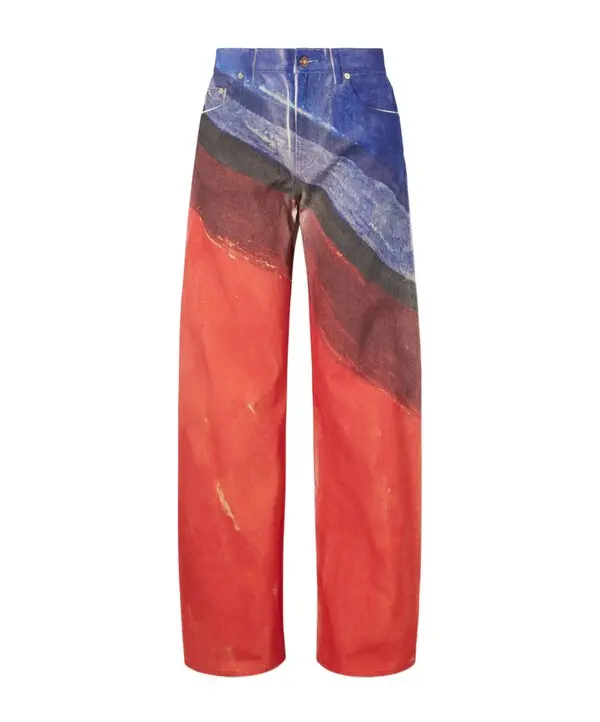 Gabriela Hearst Amoret Printed High-rise Barrel-leg Recycled Jeans - Tomato Red