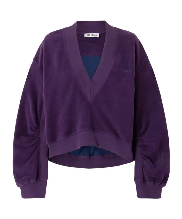 Attico Embroidered Cotton-blend Velour Sweatshirt - Black