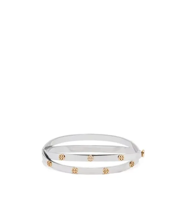 Tory Burch Double T Logo Stud Cuff Bracelet - Tory Gold / Tory Silver