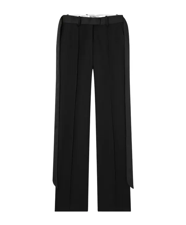Attico Tie-detailed Belted Wool-twill Straight-leg Pants - Black