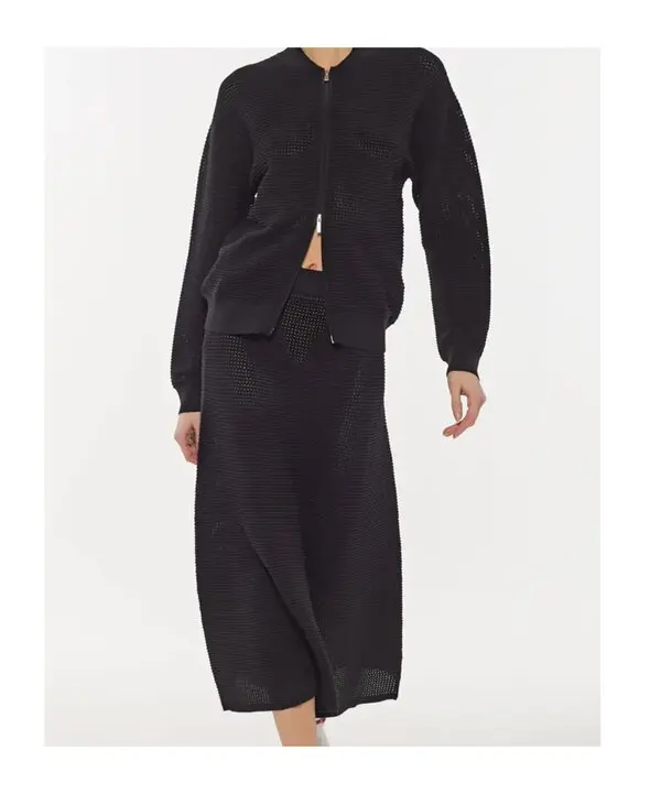 P.a.r.o.s.h Textured Ribbed Knit Midi Skirt