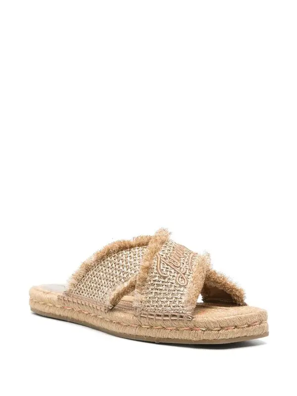 JIMMY CHOO Open Toe Flat Sandals With Logo Detail