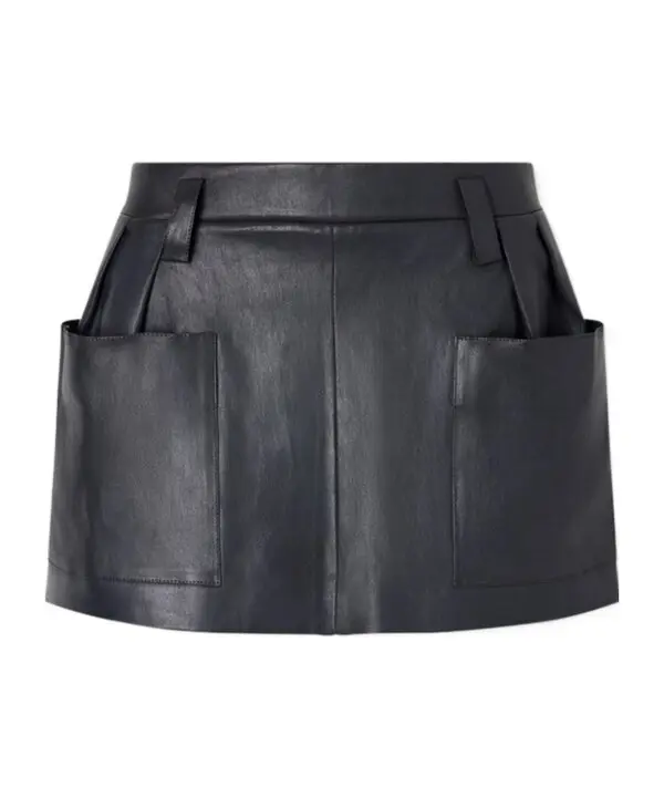Stouls Anastasia Pleated Leather Mini Skirt