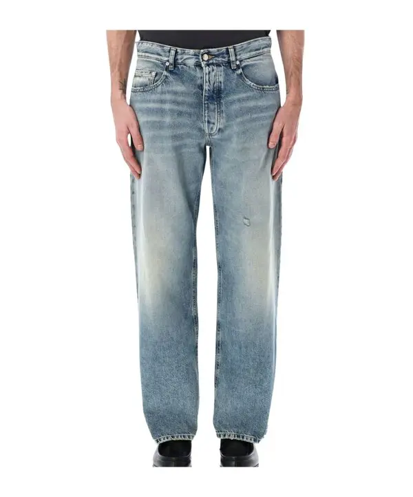 ICON DENIM LOS ANGELES Wide-leg Jeans With Distressed Finish - Gray