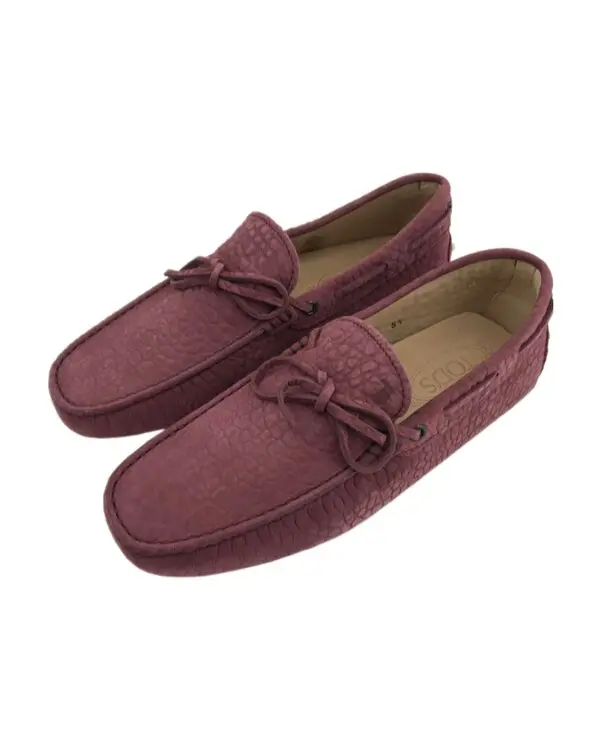 TOD'S Textured Leather Pull-on Loafers - Red