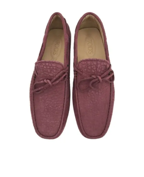 TOD'S Textured Leather Pull-on Loafers - Red