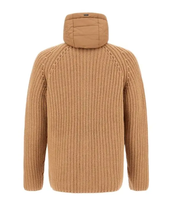 Herno Hooded Ribbed-knit Jacket