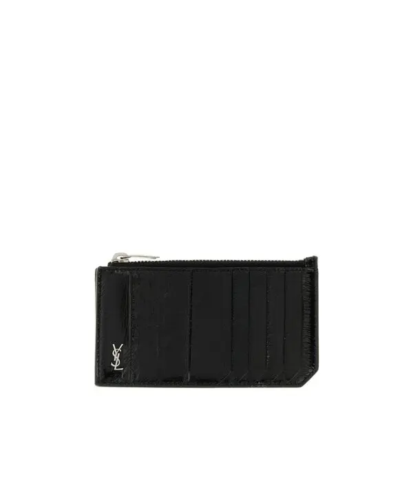 Saint Laurent Tiny Cassandre Card Holder - Black