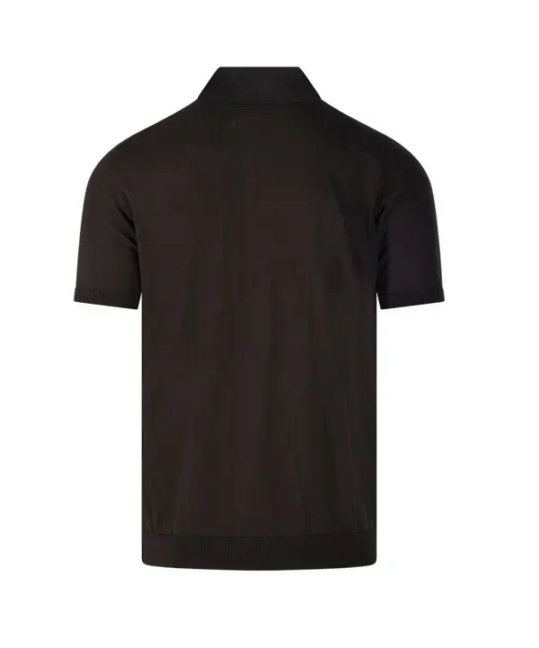 ROBERTO COLLINA Cotton Knit Polo Shirt - Black