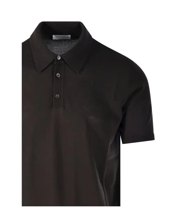 ROBERTO COLLINA Cotton Knit Polo Shirt - Black
