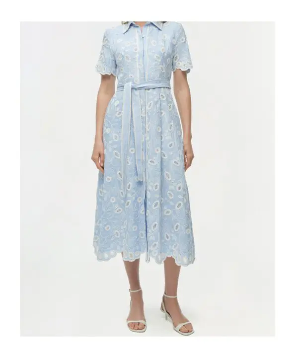 Simkhai Audria Eyelet-embroidered Midi Dress - Tidal Pool Multicolored