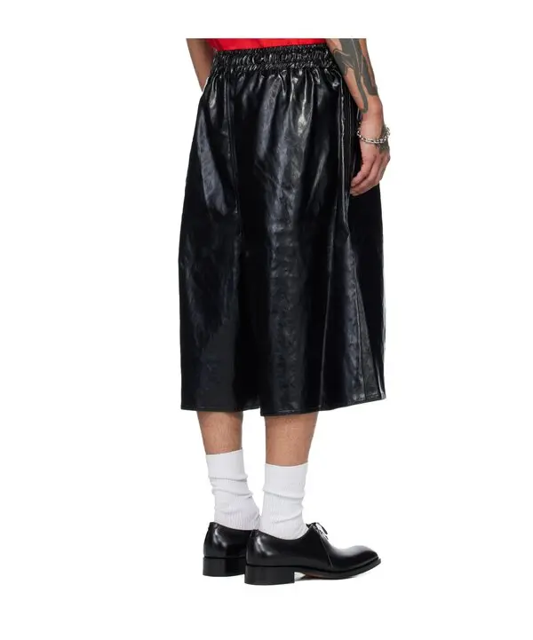 LU'U DAN Faux Leather Wide-leg Shorts