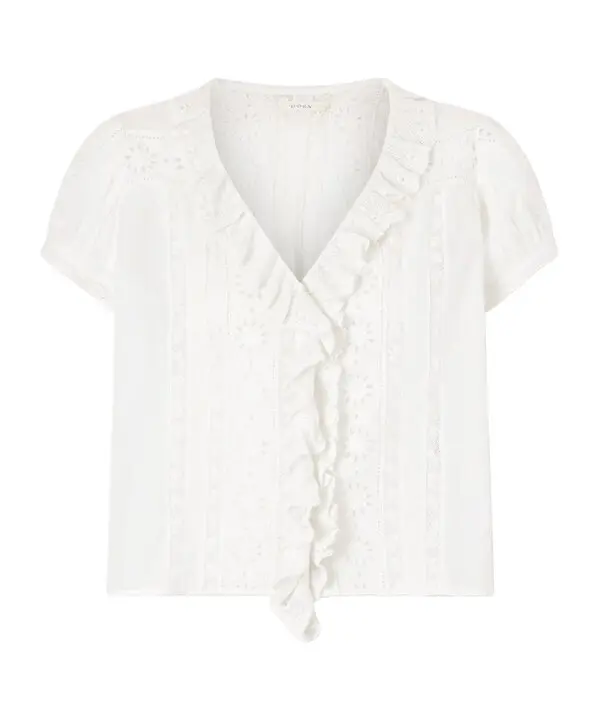 DÔEN Lace-trimmed Organic Cotton-voile Blouse