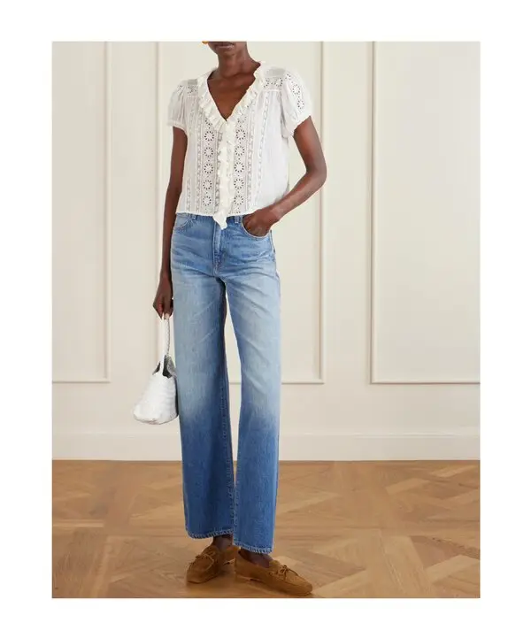 DÔEN Lace-trimmed Organic Cotton-voile Blouse
