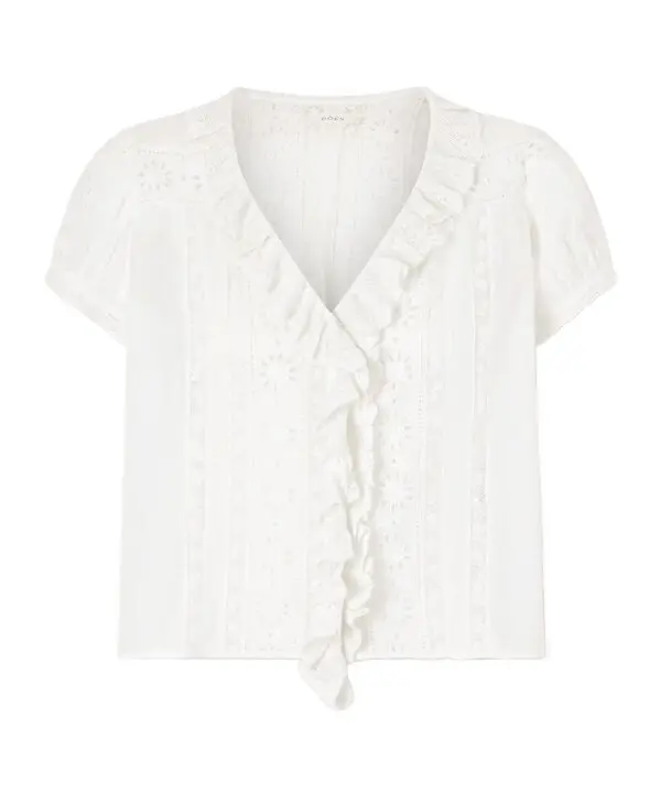 DÔEN Lace-trimmed Organic Cotton-voile Top - White