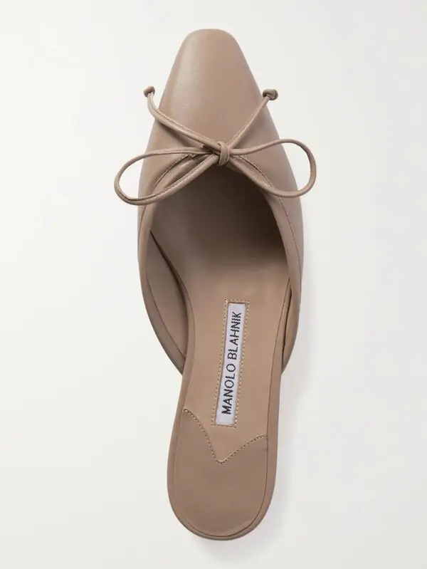 Manolo Blahnik Ballerimu Leather Pointed Toe Mules