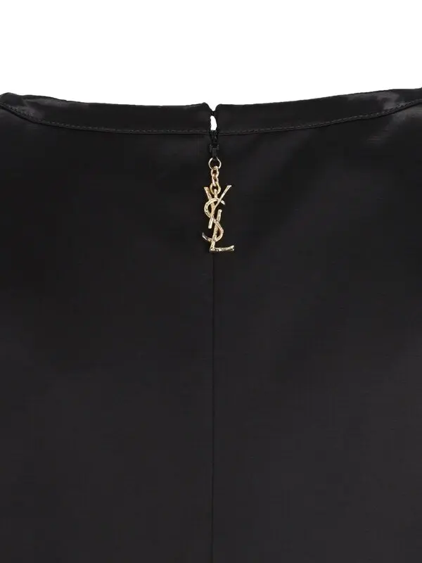Saint Laurent Cassandre Pleated Satin Top