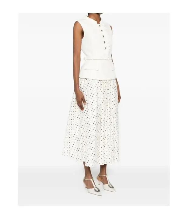 SELF-PORTRAIT Polka Dot Belted Midi Dress